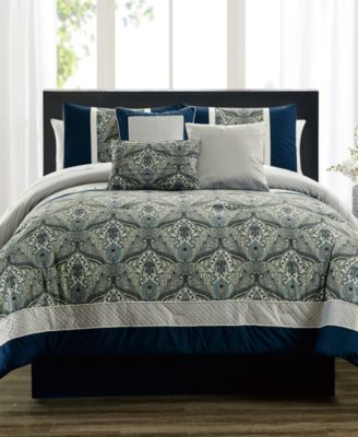 CLOSEOUT! Weddington Blue 7-Pc. Comforter Sets - Macy's