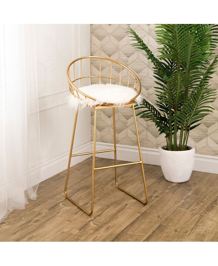 Abbyson Living Anastassi Faux Fur Bar Stool - Macy's