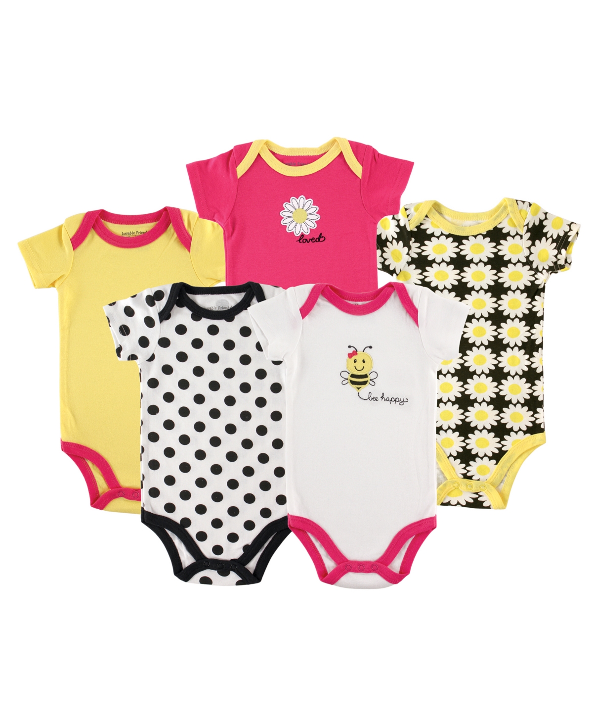 Click here for Luvable Friends Baby Girls 5Pk Bodysuits - Bee prices