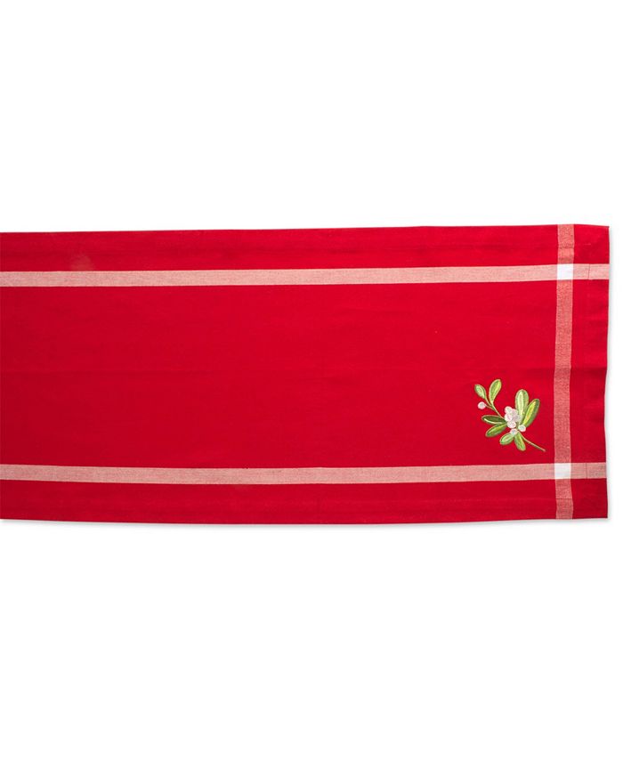 Design Imports Embroidered Mistletoe Corner with Border Table Runner ...