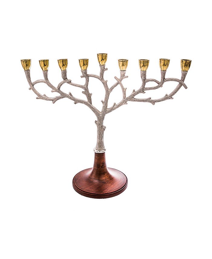 Classic Touch Menorah with Wood Base - Macy's
