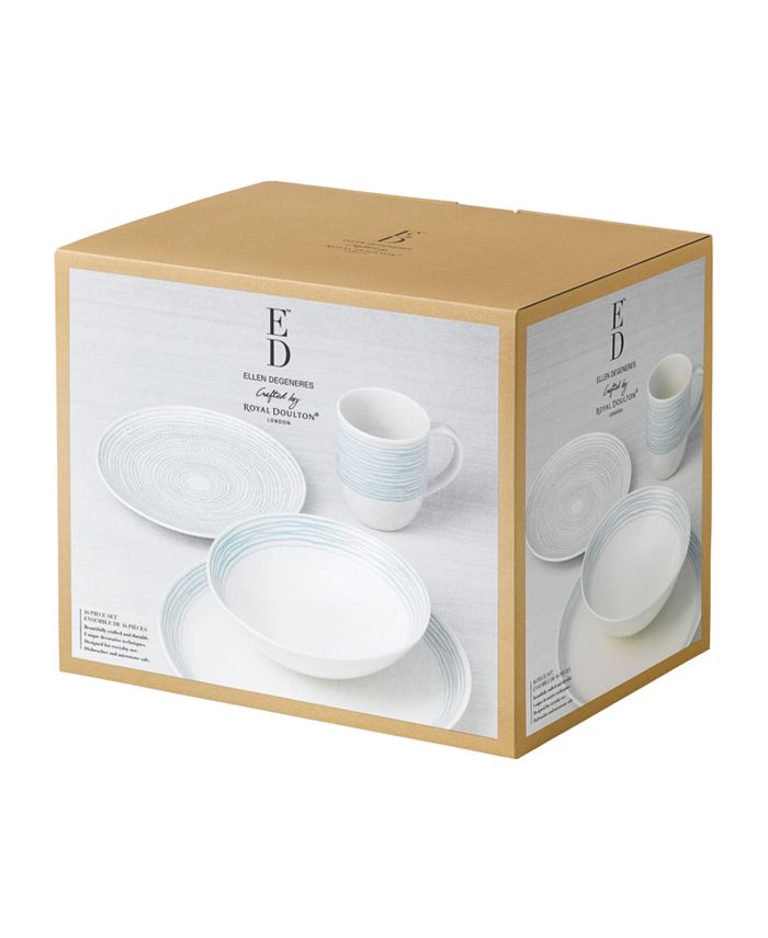 ED Ellen Degeneres Crafted by Royal Doulton Polar Blue Dots 16-Piece ...