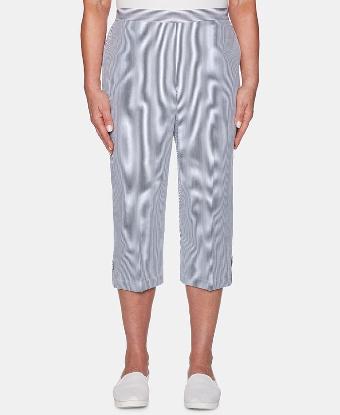 Alfred Dunner Petite Smooth Sailing Seersucker Capri Pants - Macy's