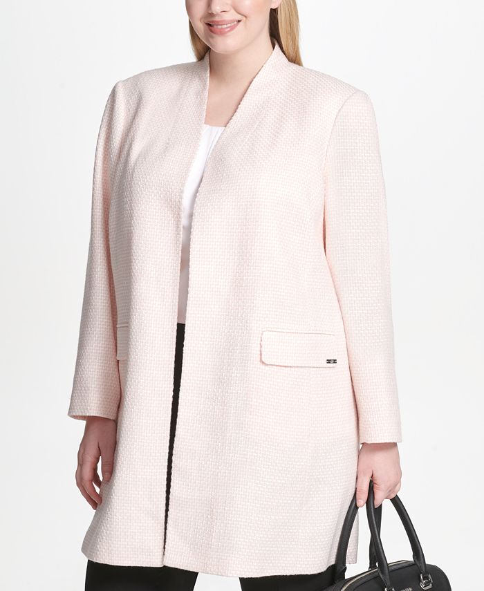 Calvin Klein Plus Size Tweed Topper Jacket - Macy's