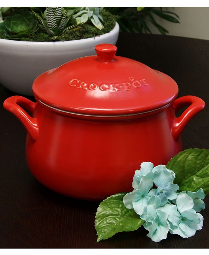 Gibson Crock Pot Artisan 5 Quart Ceramic Bean Pot with Lid and Handles ...