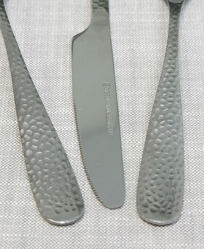 Gibson Home Hammered 46 Piece Flatware Set with Wire Caddy - Macy's