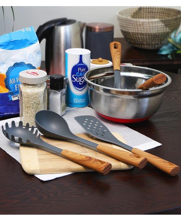 Oster Everwood Kitchen Nylon Tools Set with Wood Inspired Handles, Set ...