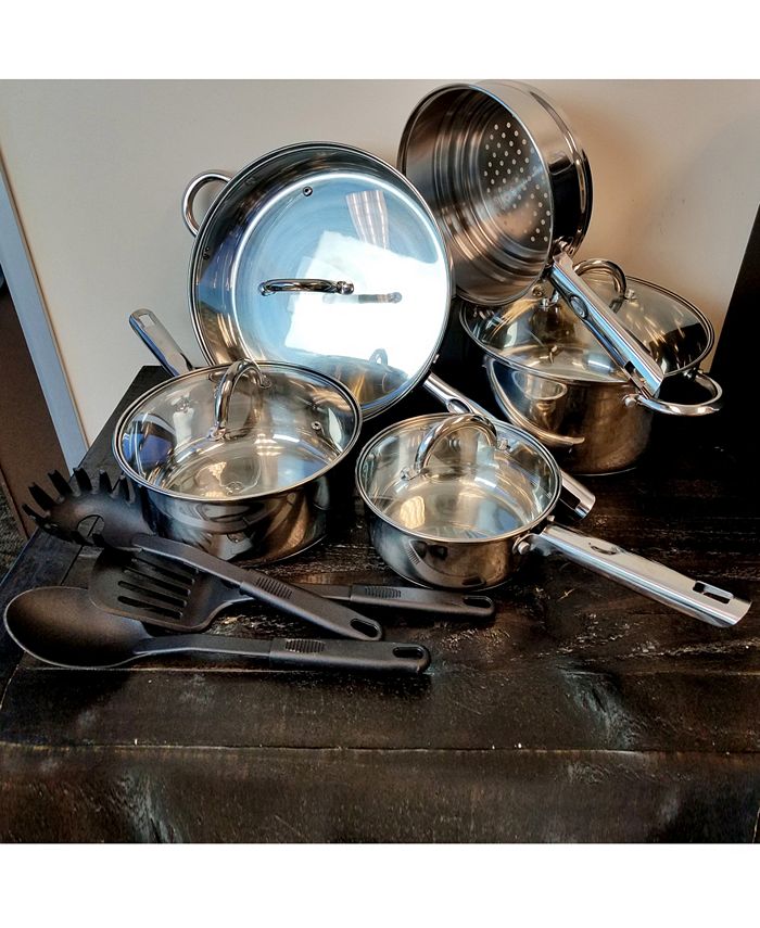 Gibson Cuisine Select Abruzzo Stainless Steel 12 Piece Cookware Set ...