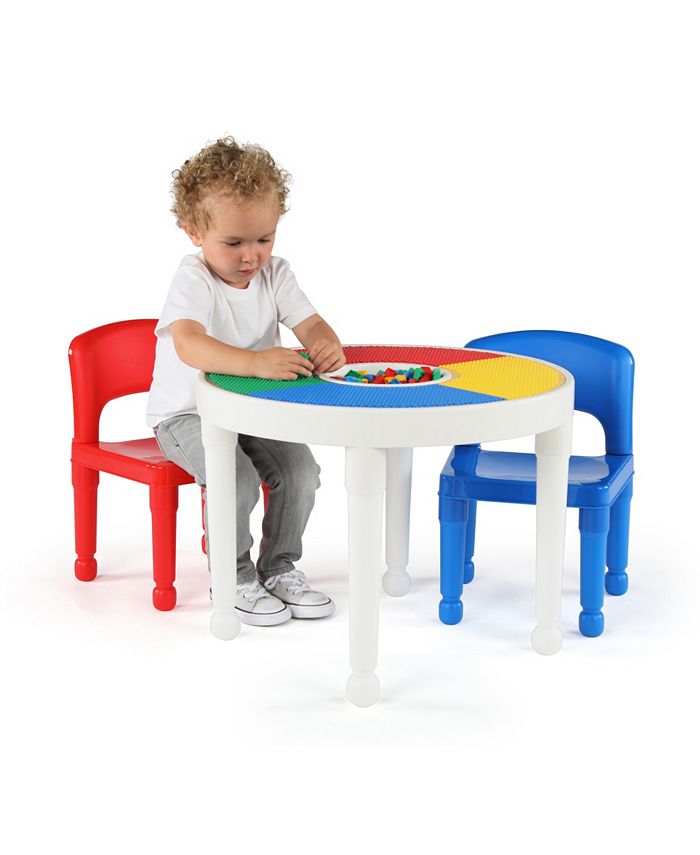 Humble Bee Kids Round Lego-compatible Table and 2 Chairs Set - Macy's