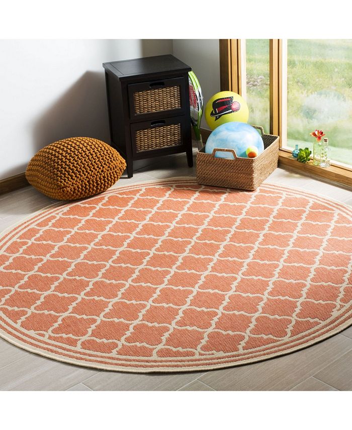 Safavieh Linden Rust and Creme 6'7" x 6'7" Round Area Rug - Macy's