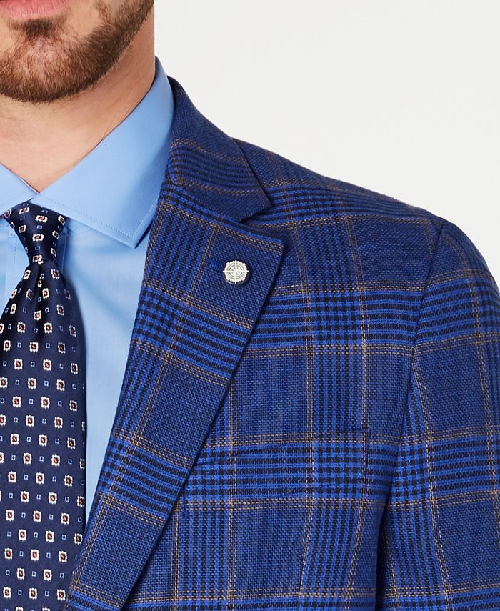 Nautica Men's Modern-Fit Blue Plaid Sport Coat - Macy's