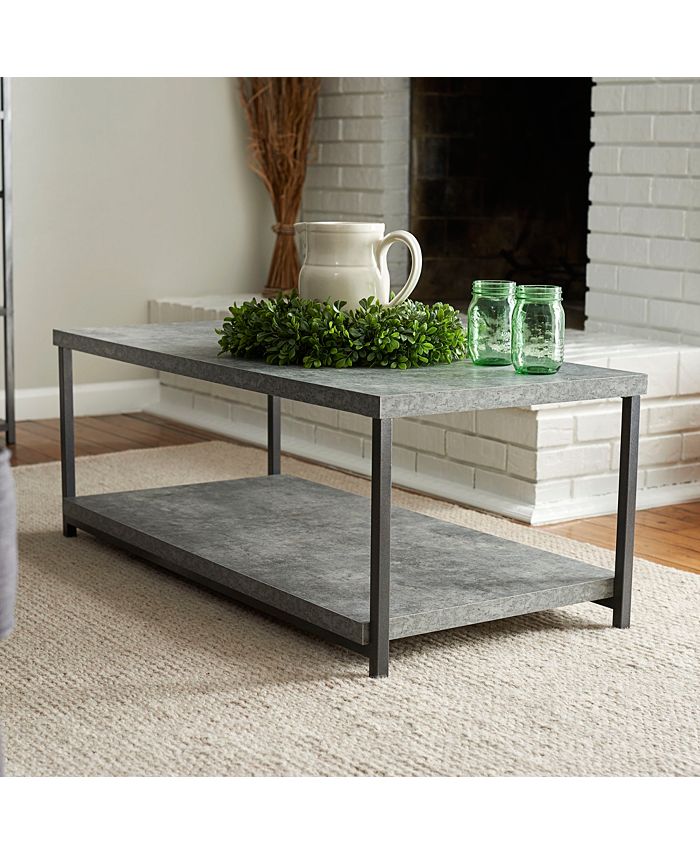 Household Essentials Slate Faux Concrete Coffee Table with Storage ...