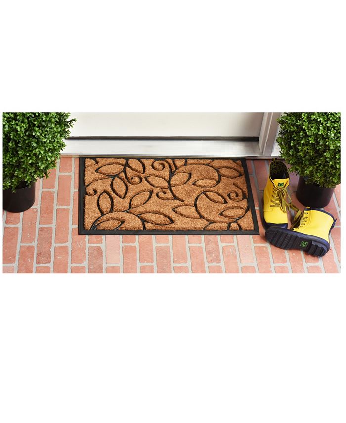 Home & More Vine Leaves 18" x 30" Coir/Rubber Doormat - Macy's