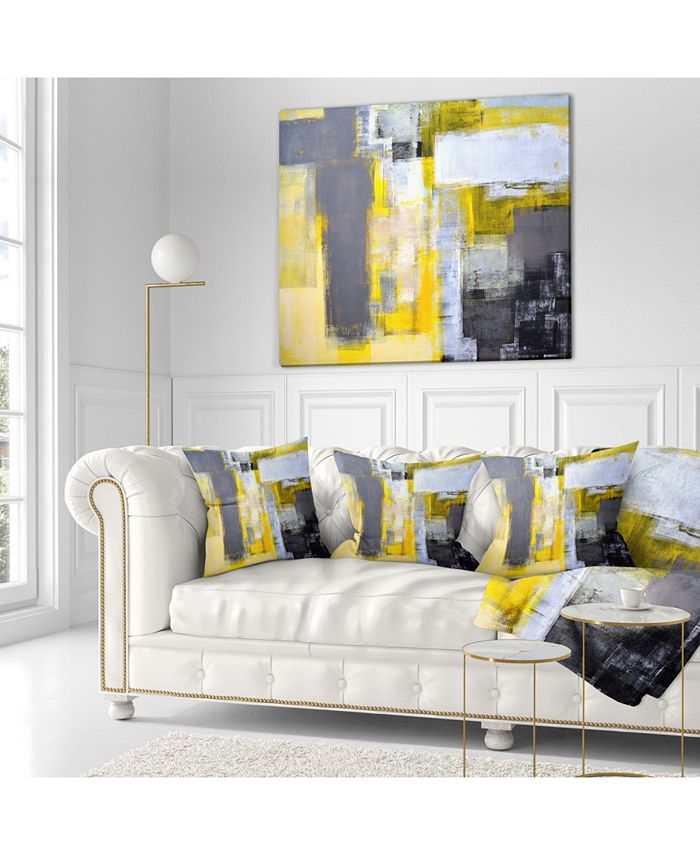 Design Art Designart 'Grey and Yellow Blur Abstract' Abstract Throw ...