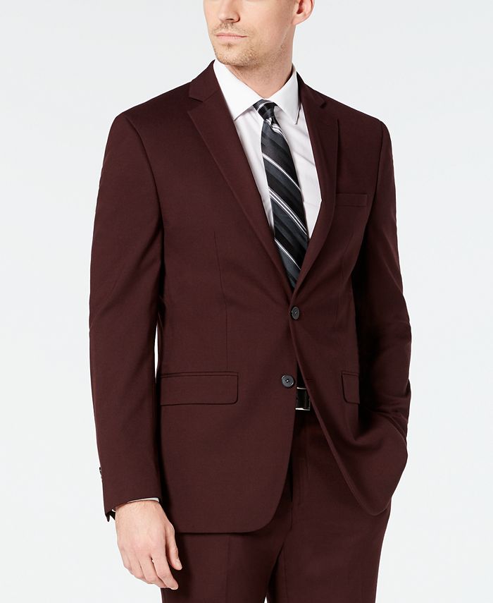 Van Heusen Men's Slim-Fit Flex Stretch Wrinkle-Resistant Wine Solid ...