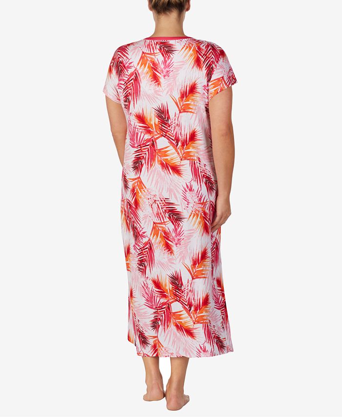 Ellen Tracy Printed Pom-Pom Trim Caftan Nightgown - Macy's