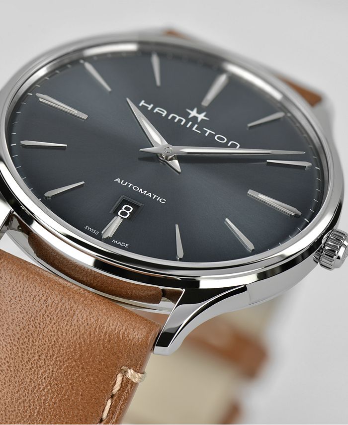 Hamilton Men's Swiss Automatic Jazzmaster Thinline Brown Leather Strap ...