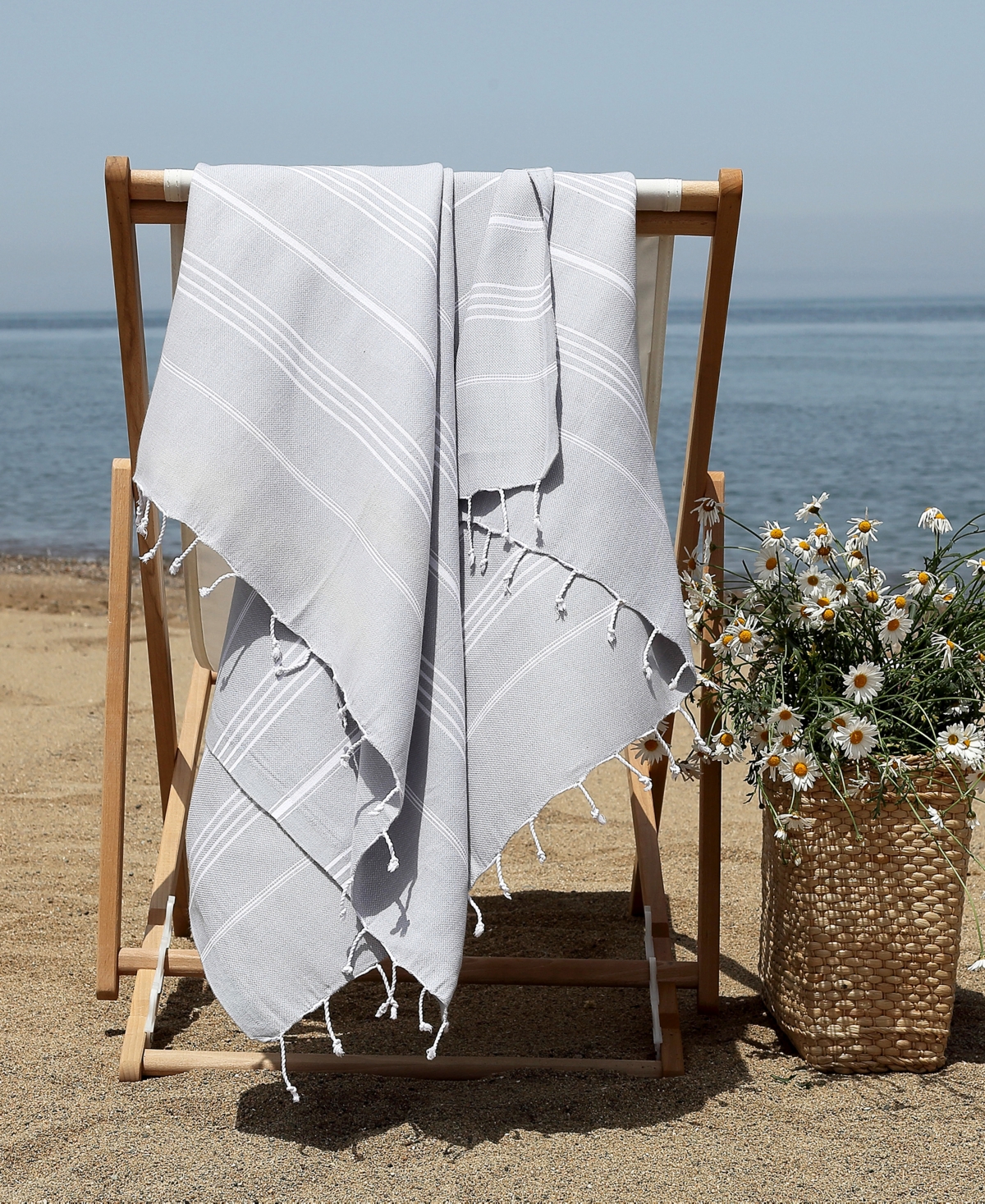 Click here for Linum Home Lucky Pestemal Beach Towel - Grey prices