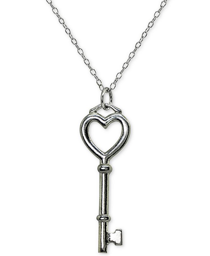 Giani Bernini Key Heart 18" Pendant Necklace in Sterling Silver ...