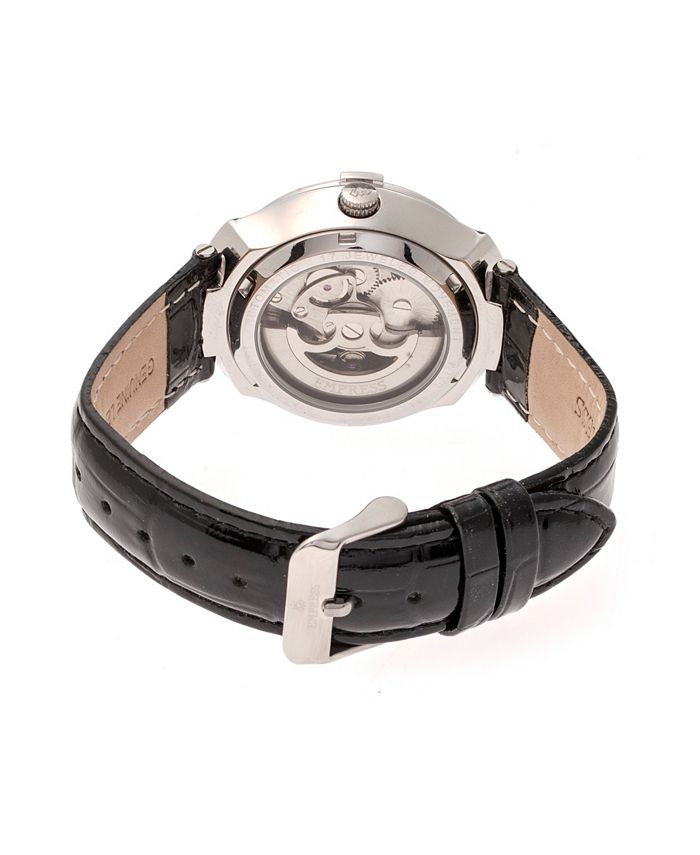 Empress Francesca Automatic Black Leather Watch 35mm - Macy's