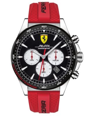 Ferrari Men's Chronograph Pilota Red Silicone Strap Watch 45mm - Macy's