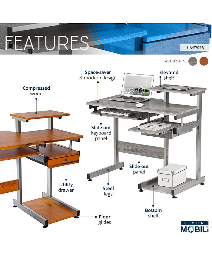 RTA Products Techni Mobili Complete Computer Workstation Desk - Macy's