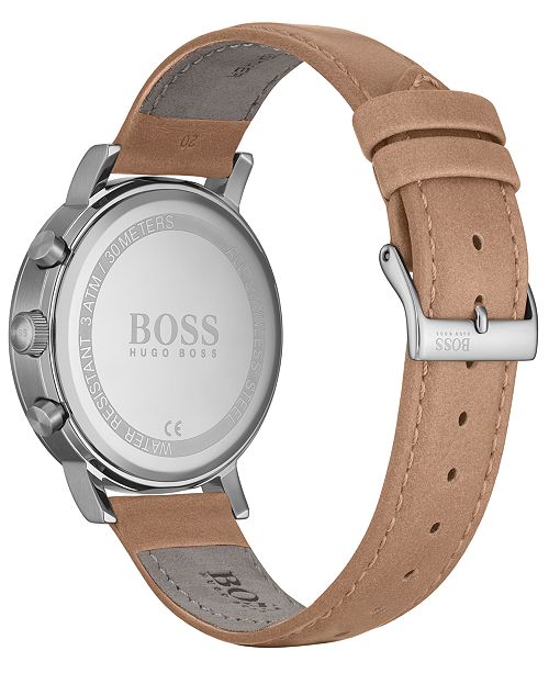 BOSS Men's Chronograph Spirit Brown Leather Strap Watch 41mm & Reviews ...
