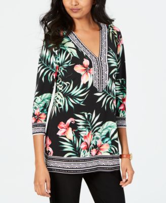 JM Collection Studded Printed Tunic, Created for Macy's - Macy's