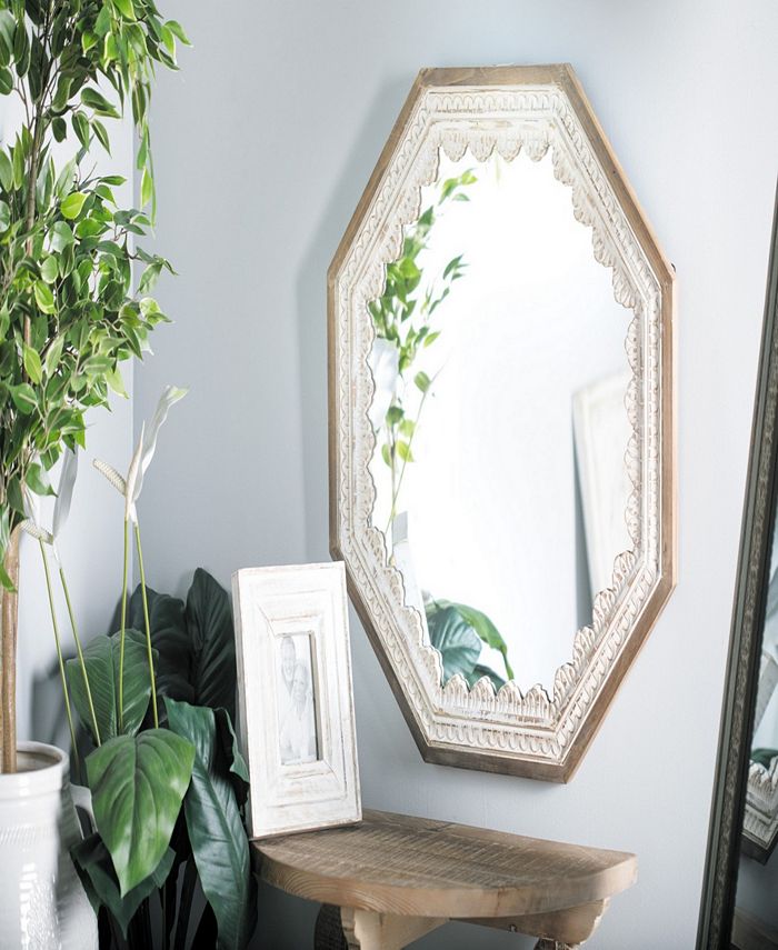 Rosemary Lane Rustic Octagonal Wooden Framed Wall Mirror - Macy's