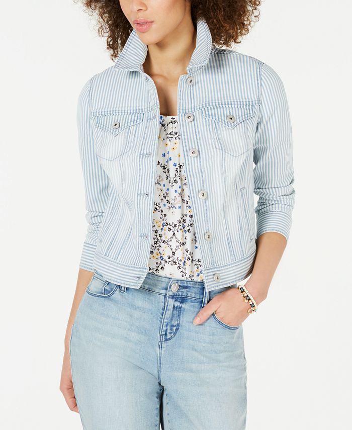 Style & Co Stripe Denim Jacket, Created for Macy's - Macy's