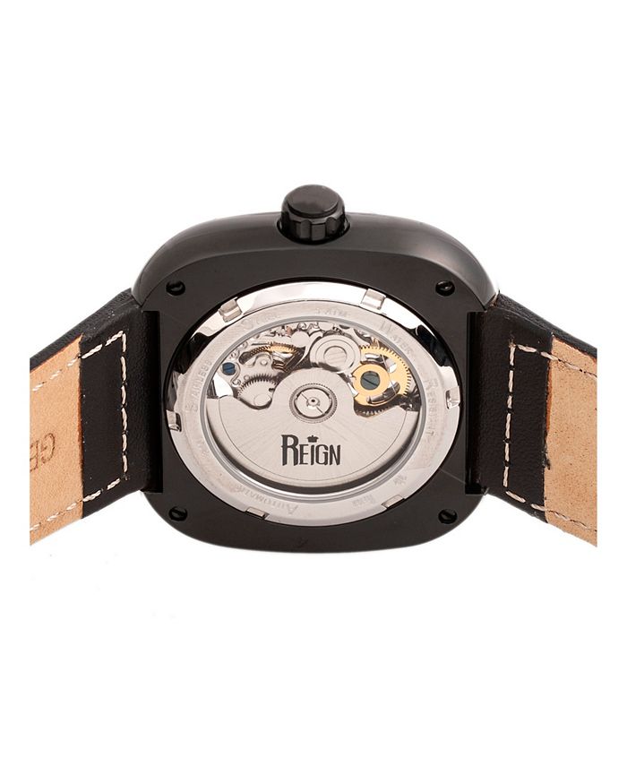 Reign Nero Automatic Rose Gold Dial, Genuine Black Leather Watch 42mm ...