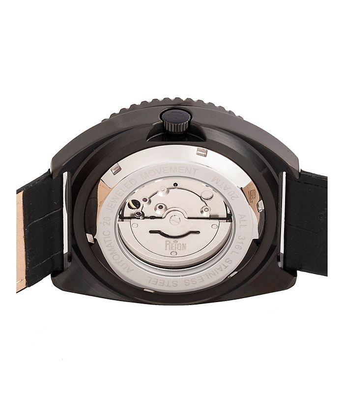 Reign Quentin Automatic Pro-Diver Black Case, Genuine Leather Watch ...
