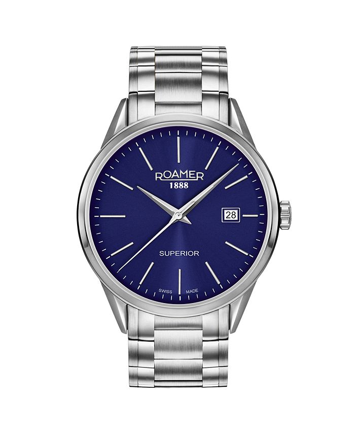 Roamer Men's 3 Hands Date 40 mm Dress Watch in Stainless Steel Case and ...