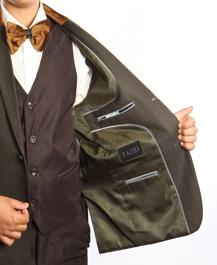 Perry Ellis Tazio Single Breasted Elbow Patch 2 Button Vested Suits for ...