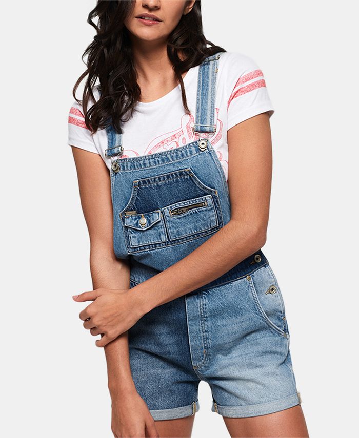 Superdry Cotton Denim Overall Shorts - Macy's