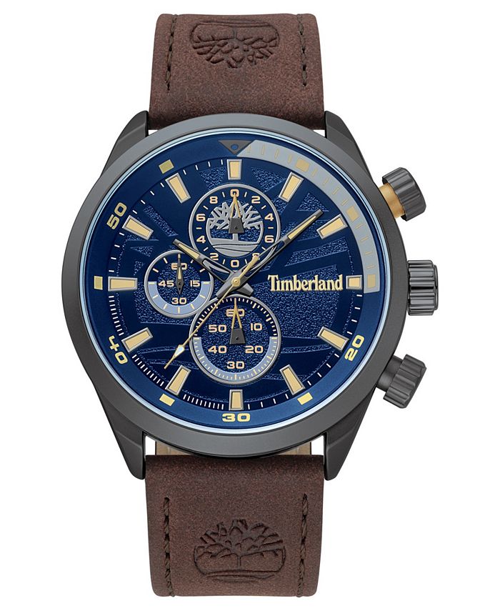 Timberland Men's Needham Chronograph Brown/Gunmetal/Blue Watch - Macy's