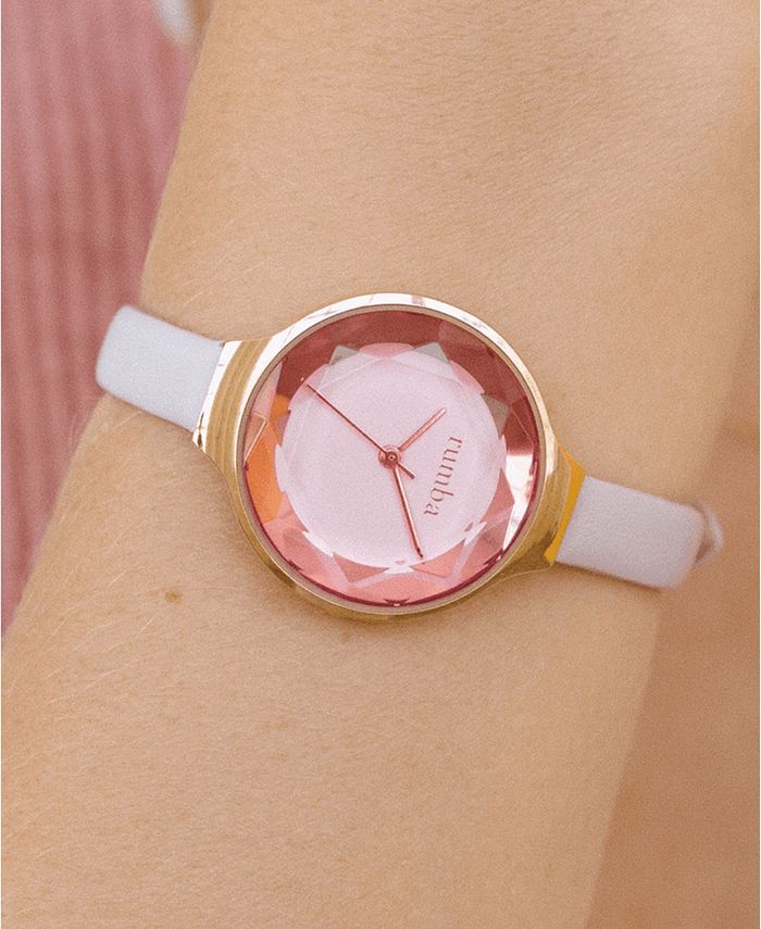 RUMBATIME Orchard Gem Genuine Lavender Leather Strap Watch - Macy's