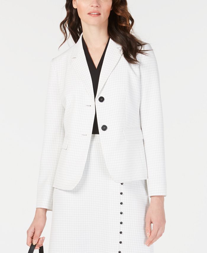 Nine West Windowpane Plaid Two-Button Jacket - Macy's