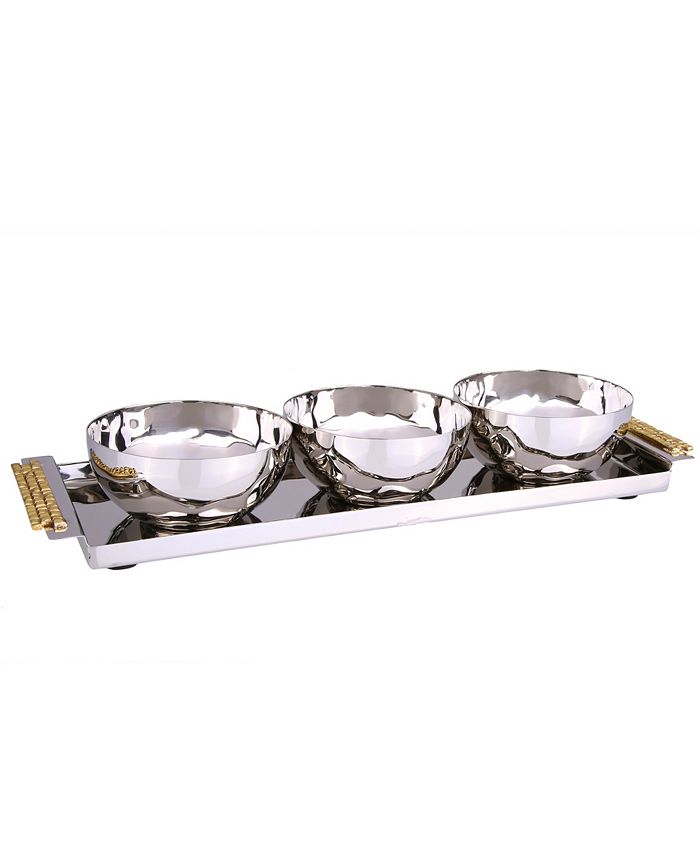 Classic Touch 3 Bowl Relish Dishes with 12" Rectangular Tray and Mosaic ...