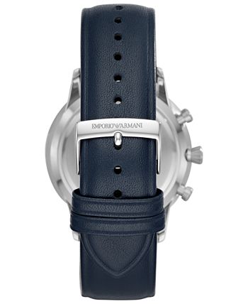 Emporio Armani Men's Chronograph Blue Leather Strap Watch 43mm - Macy's