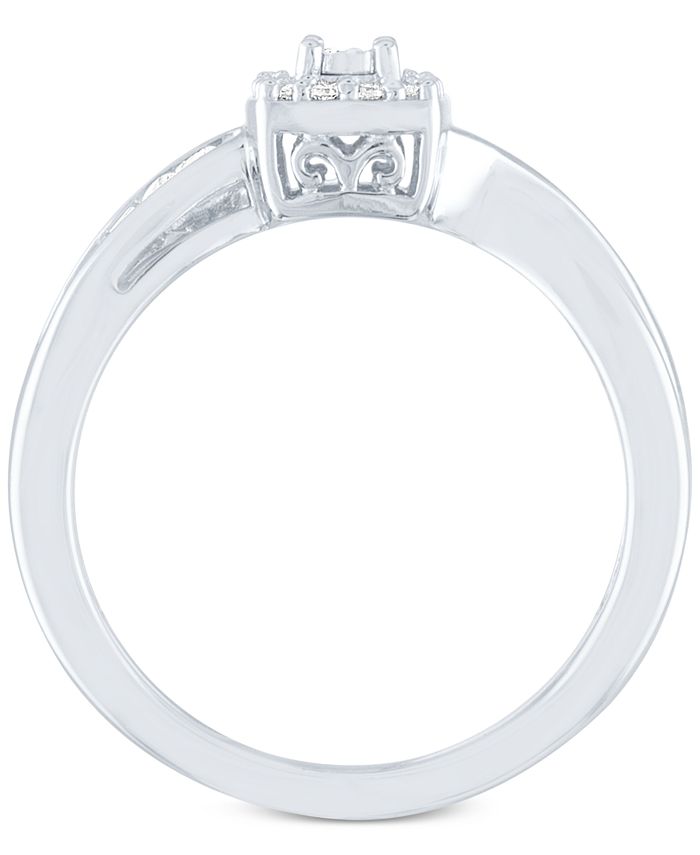 Promised Love Diamond Square Cluster Promise Ring (1/10 ct. t.w.) in ...