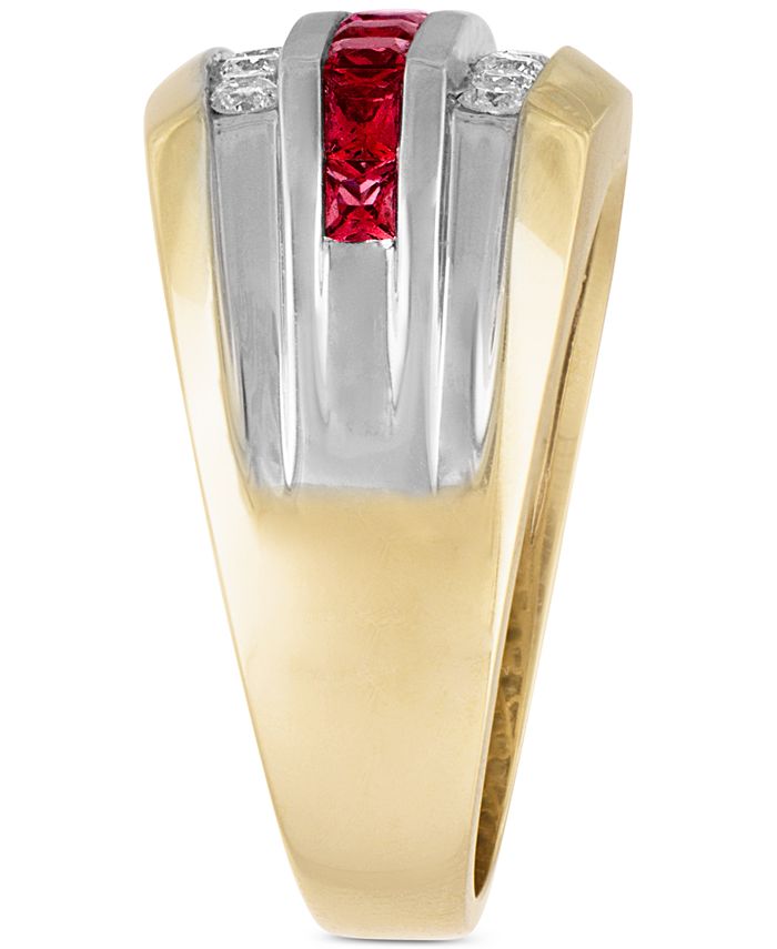 Macy's Men's Lab-Created Ruby (1-1/10 ct. t.w.) & White Sapphire (5/8 ct. t.w.) Ring in 10k Gold ...