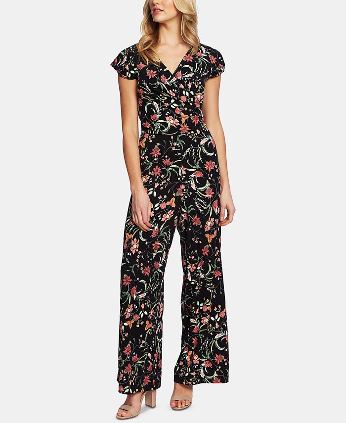 CeCe Marrakesh Ink Floral-Print Jumpsuit - Macy's