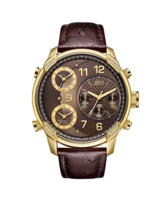 JBW Men's Limited Edition G4 Leather Diamond (1/5 ct.t.w.) 18k Gold ...