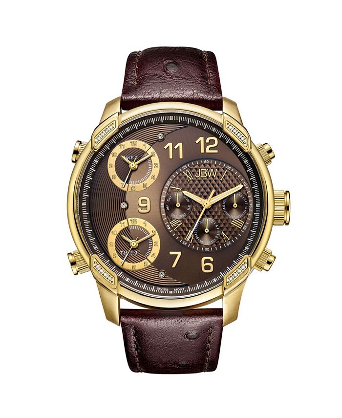 Jbw Men's Limited Edition G4 Leather Diamond (1/5 ct.t.w.) 18k Gold ...