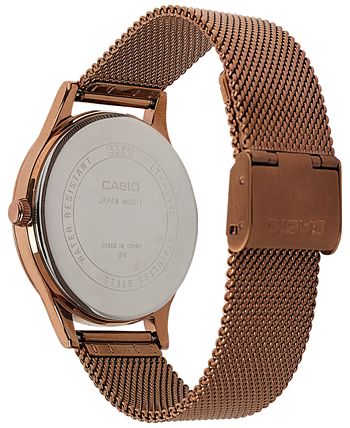 Casio Women's Copper-Tone Stainless Steel Mesh Watch 38mm - Macy's