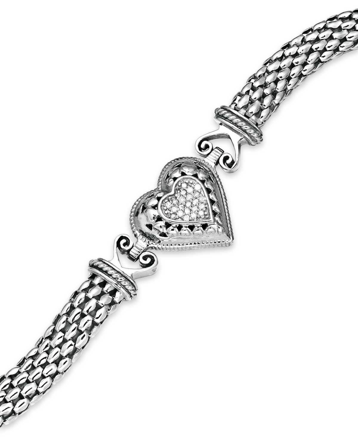 Click here for Diamond Mesh Heart Bracelet in Sterling Silver (1/... prices