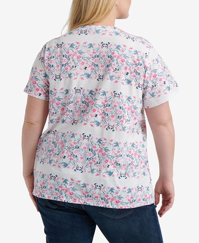 Lucky Brand Plus Size Cotton Floral-Print T-Shirt - Macy's