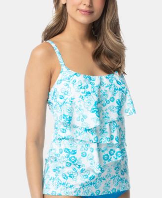 Coco Reef Deja Blue Aura Printed Bra-Sized Tankini Top - Macy's