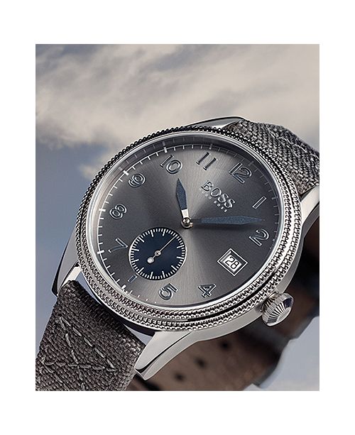 BOSS Men's Legacy Gray Fabric Strap Watch 44mm & Reviews - All Fine ...